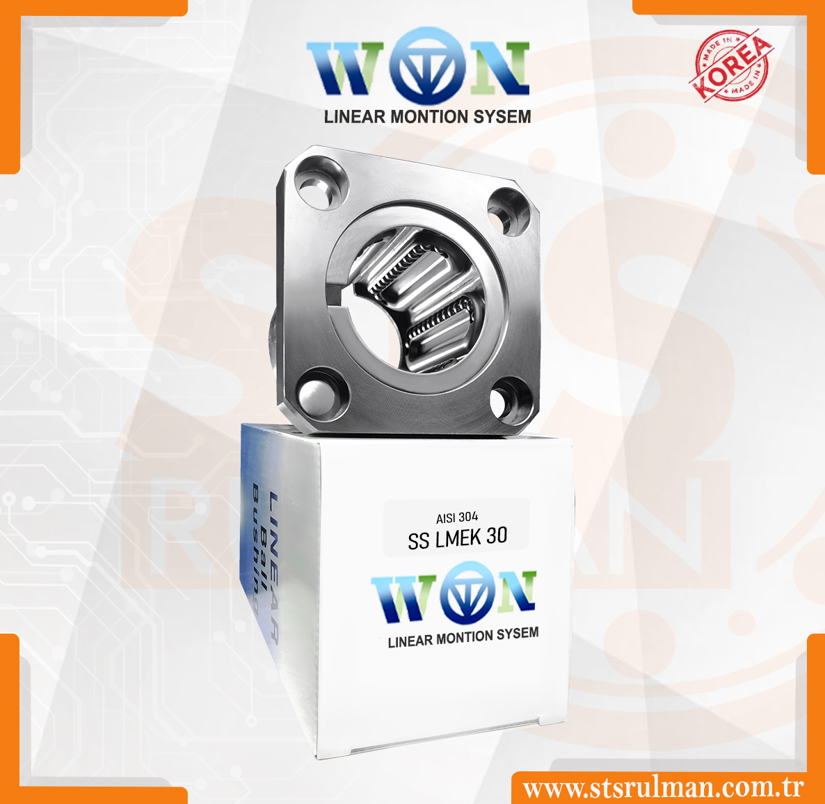 SS LMEK 30 GA WON Paslanmaz Lineer Rulman (AISI 304) – STS RULMAN