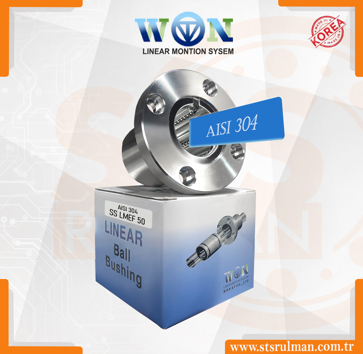 SS LMEF 50 GA WON Paslanmaz Lineer Rulman (AISI 304) – STS RULMAN